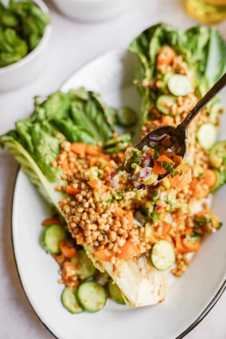 Grilled Romaine Salad with Lentils | FoodByMaria Recipes