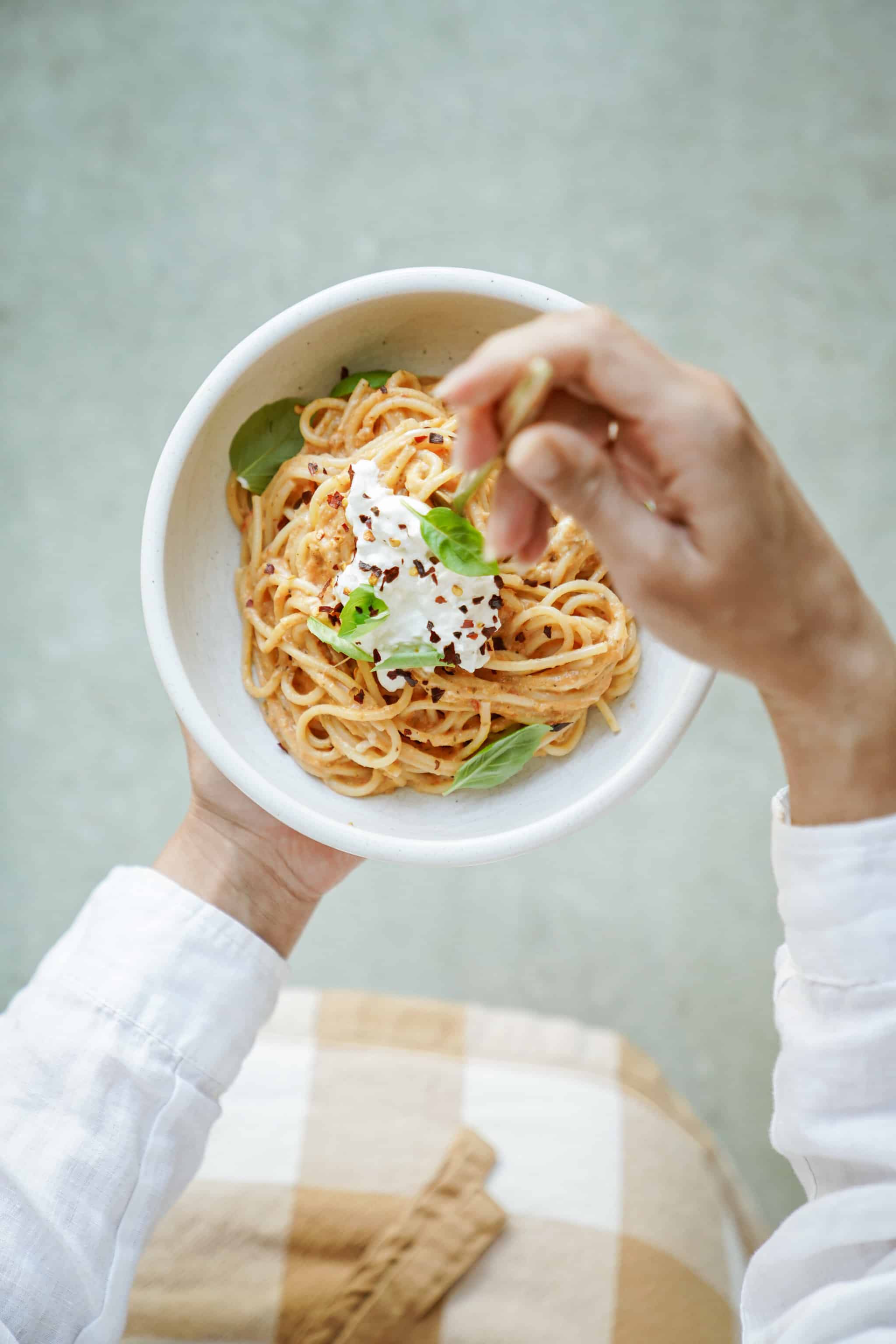 Burrata Pasta with Fresh Tomatoes Recipe | FoodByMaria Recipes