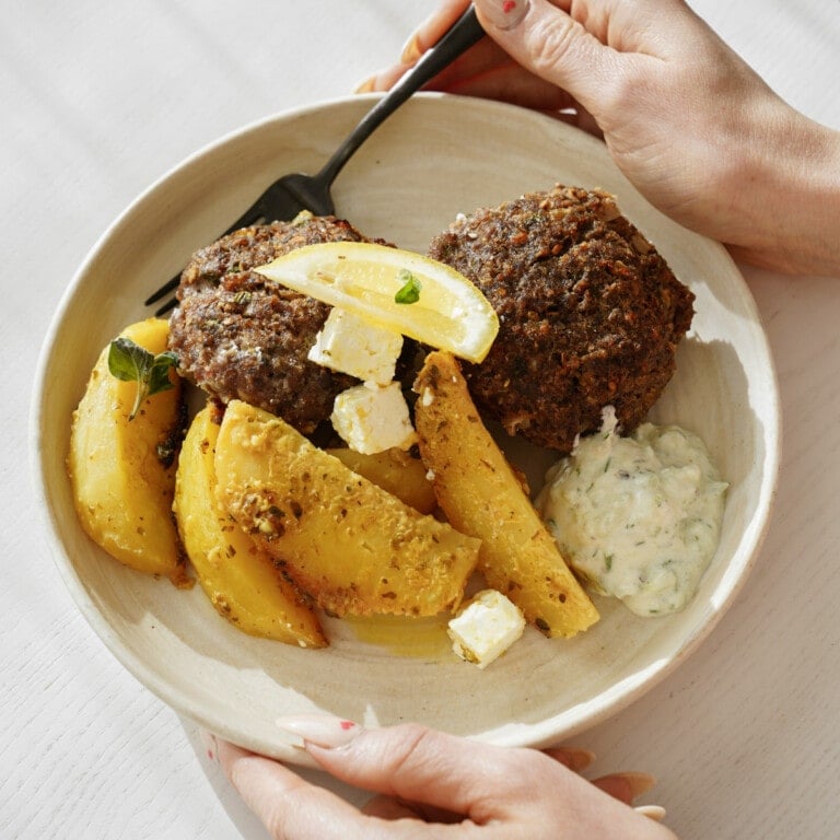 Bifteki (Greek Baked Beef Patties) - FoodByMaria