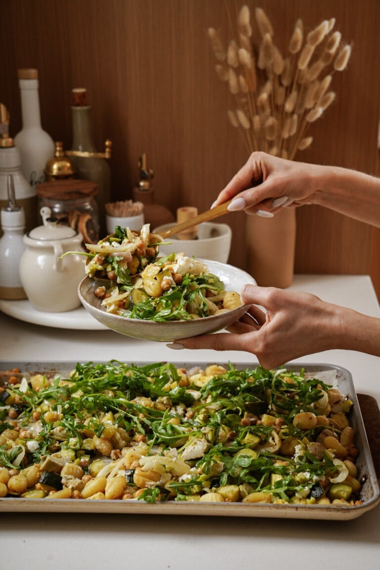 Baked Gnocchi with Citrus Dressing, Artichokes, and Chickpeas