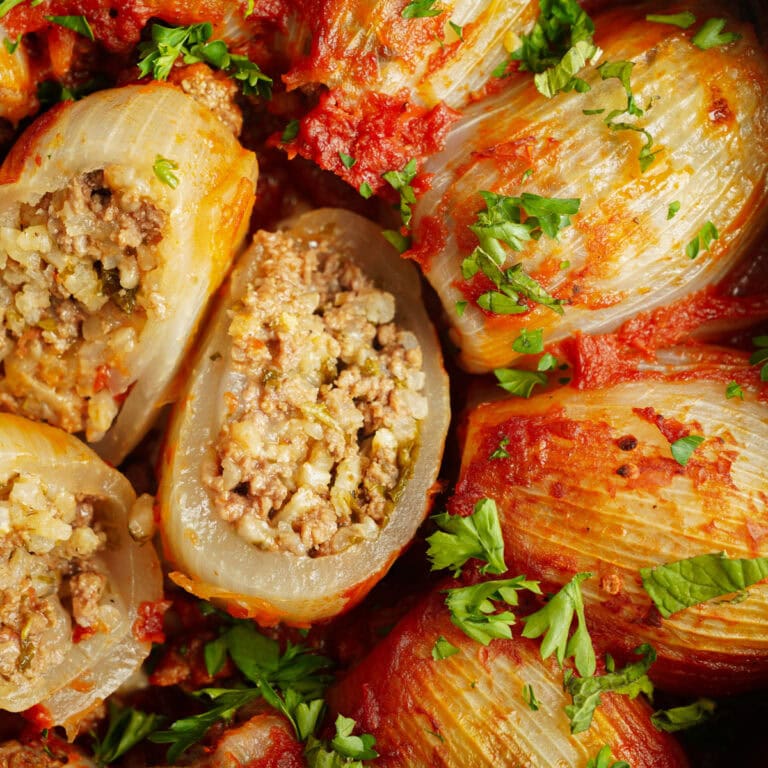 Greek Stuffed Onions