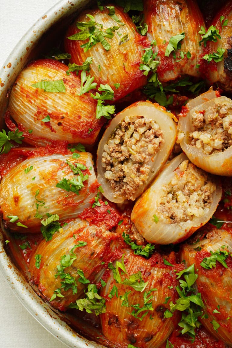Greek Stuffed Onions