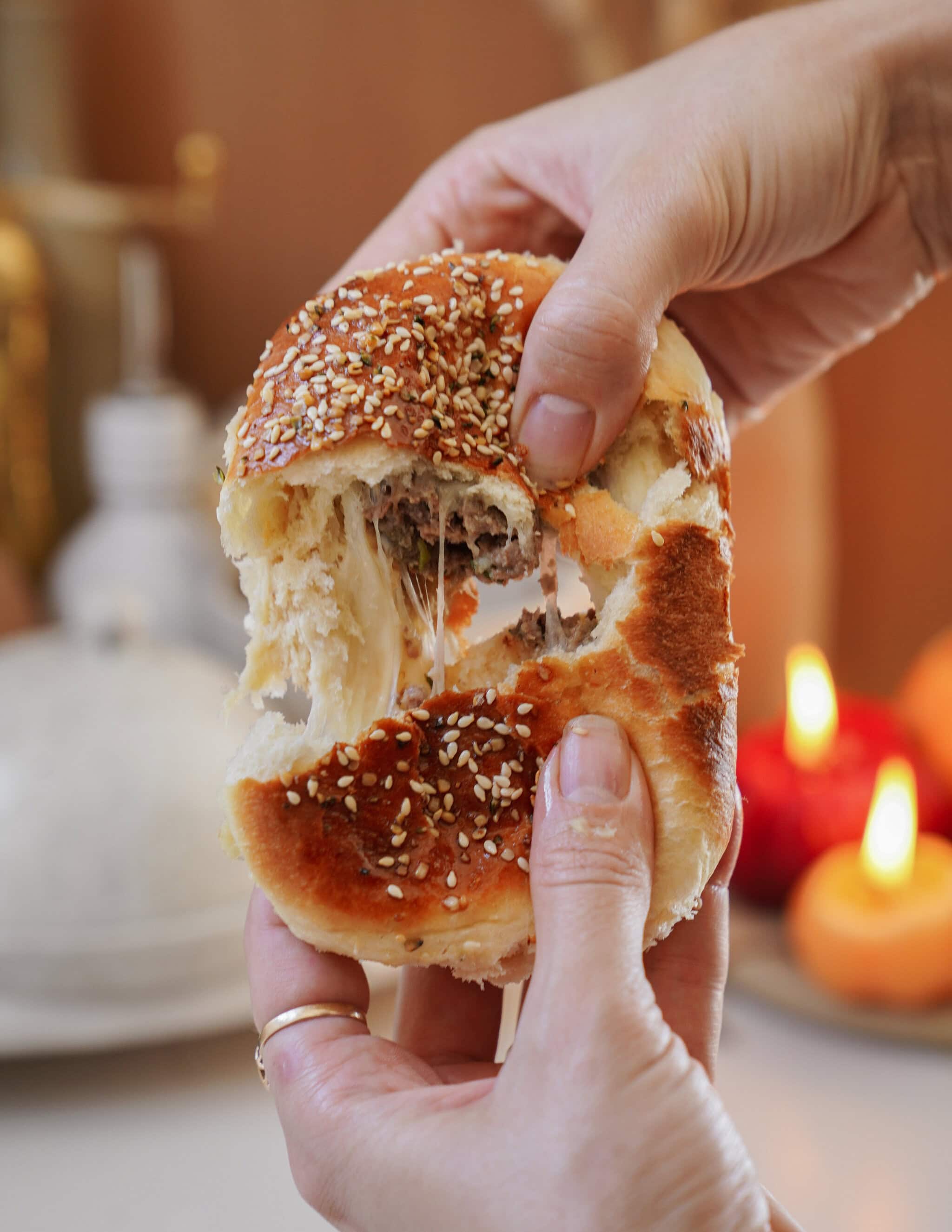 Stuffed Bun with Cheesy Meatballs