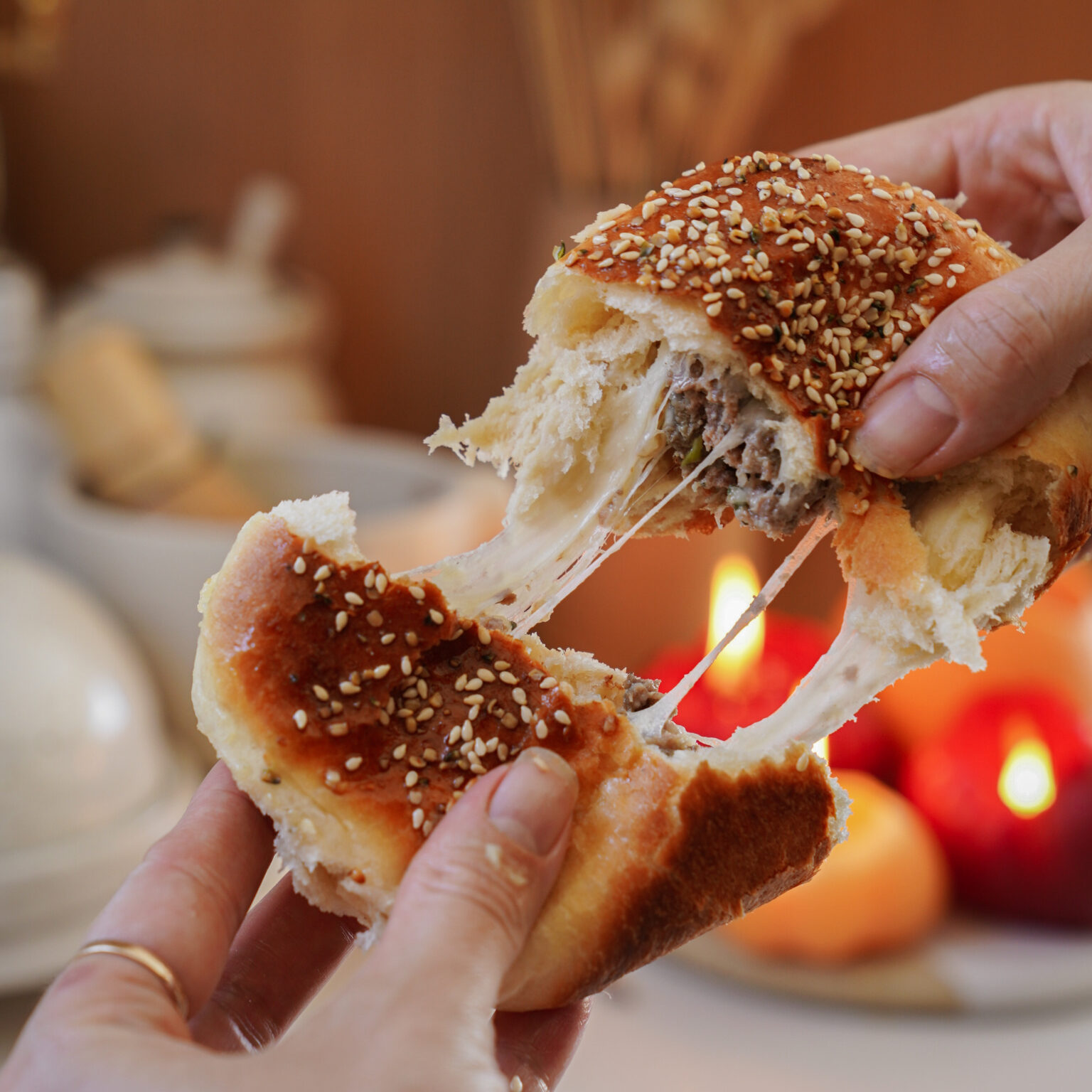 Stuffed Bun with Cheesy Meatballs